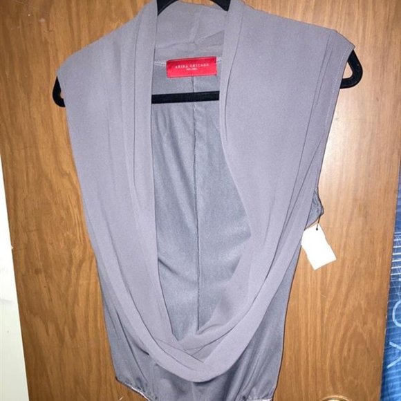 AKIRA | Tops | Deep Neck Akira Gray Bodysuit | Poshmark